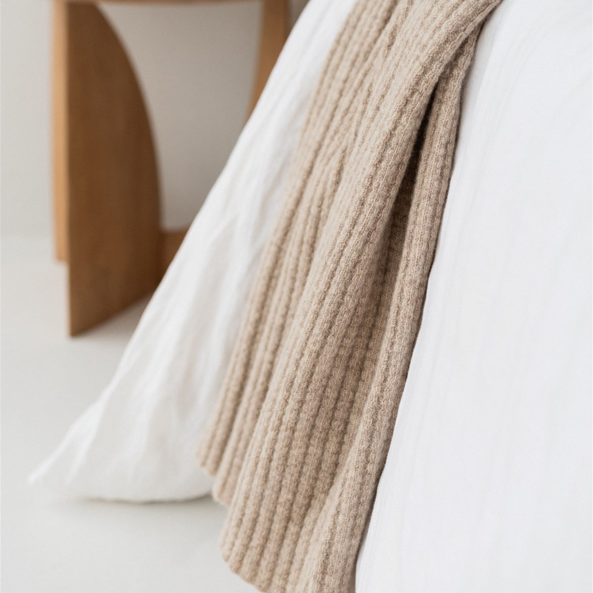 Sand Ribbed Wool Throw Blanket – Foxtrot Home