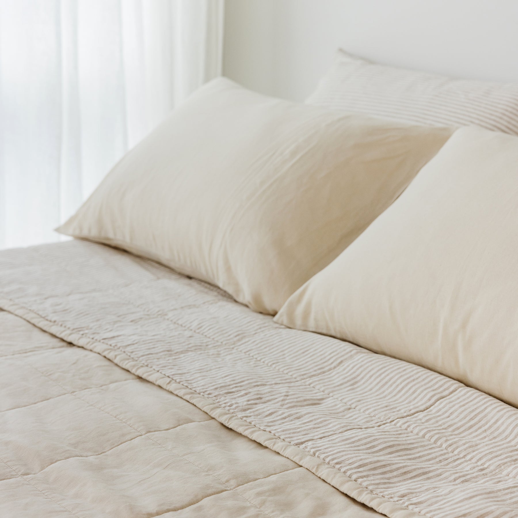 Oat & Sand Stripes Linen Quilt – Foxtrot Home